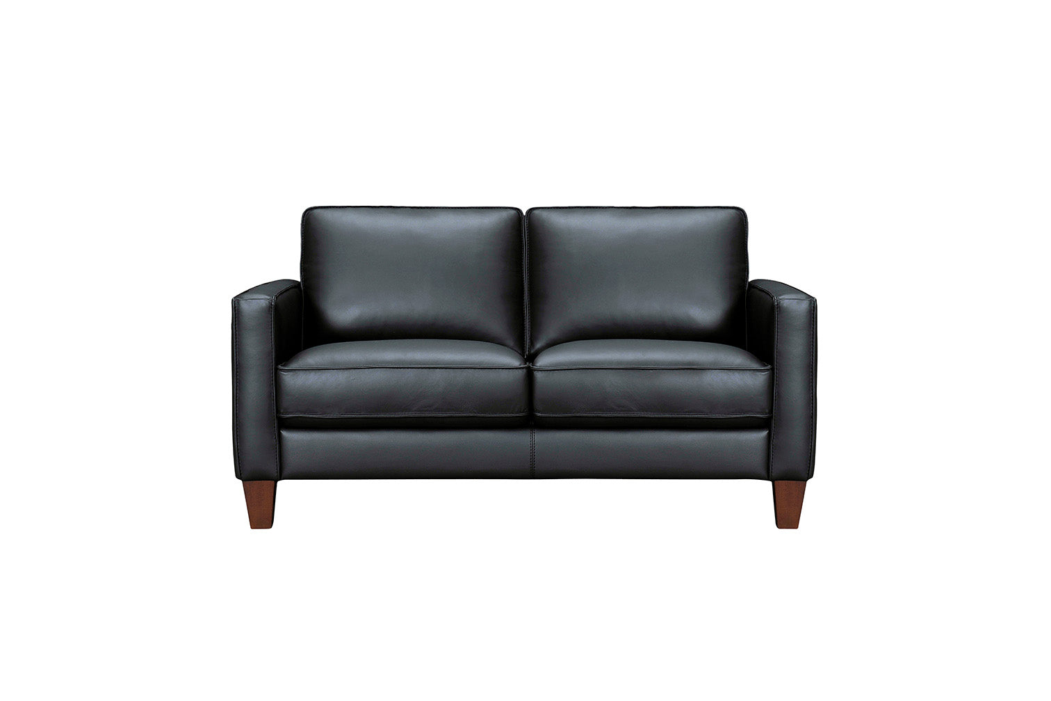 Modern black leather loveseat store