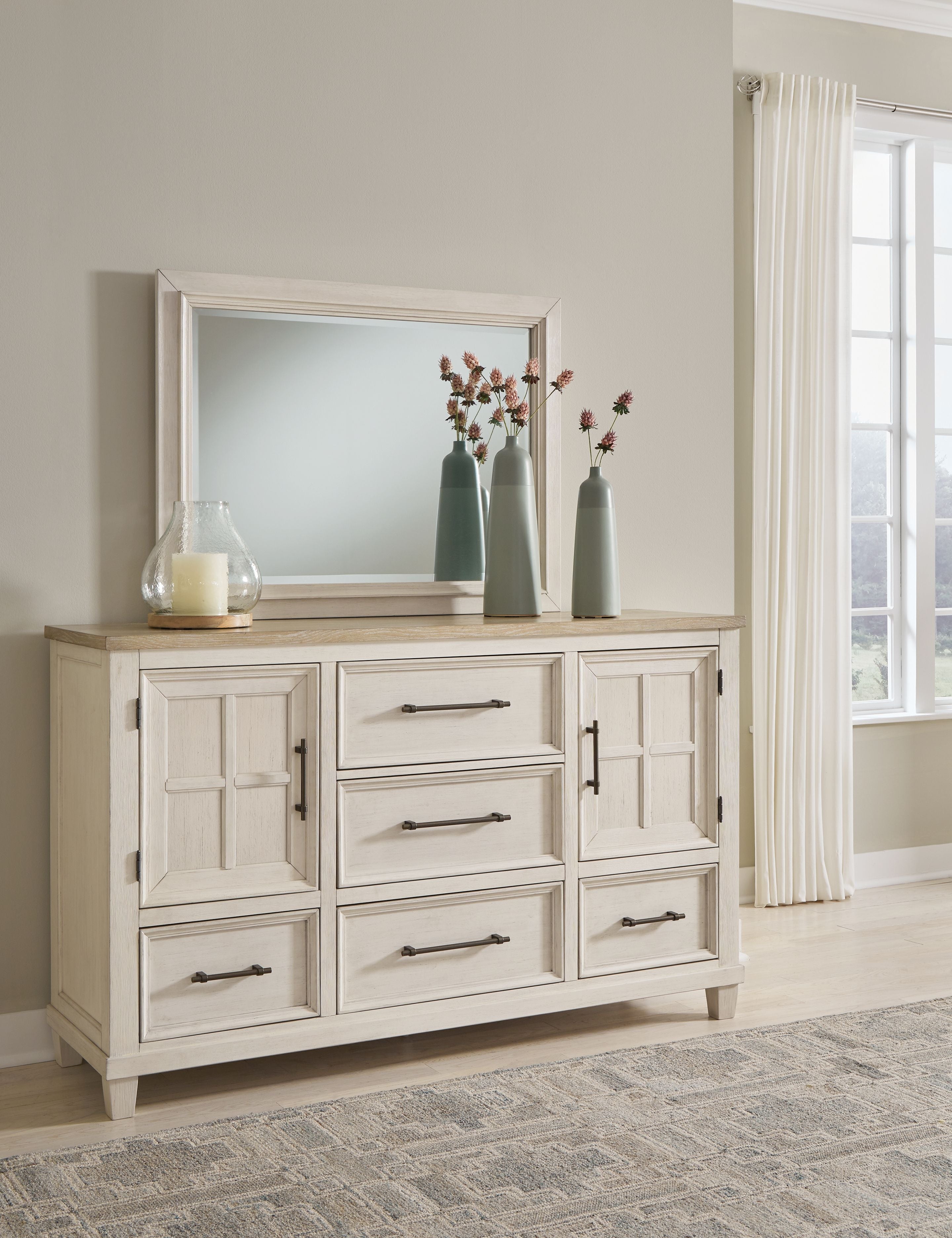 White dresser brown drawers store