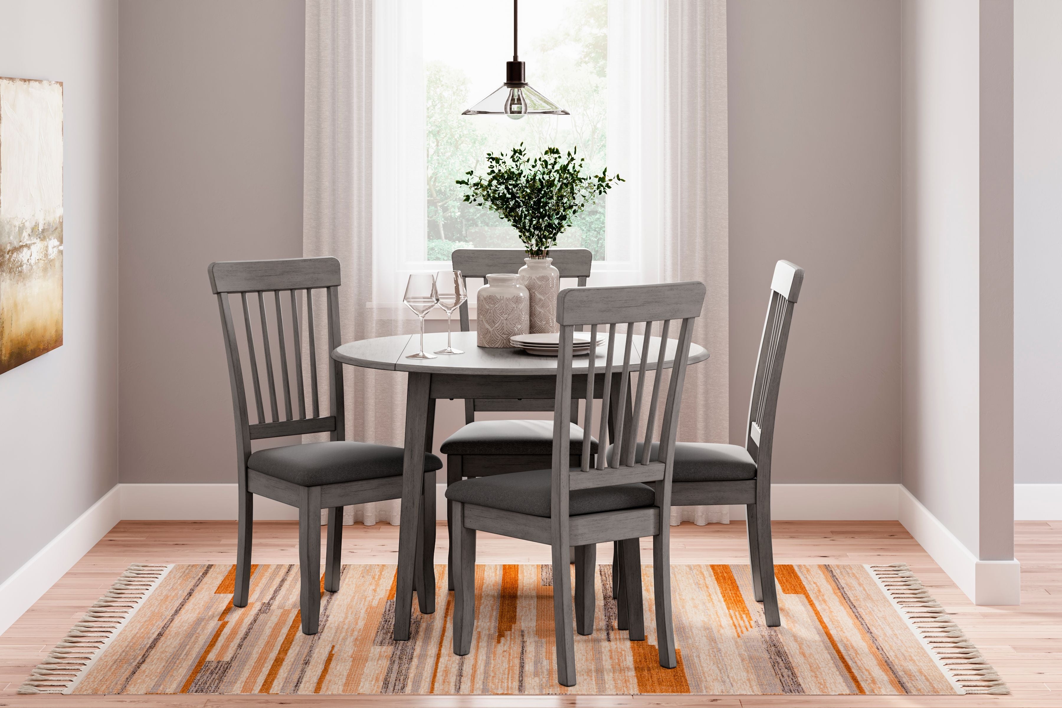 Shullden Gray Round Drm Drop Leaf Table